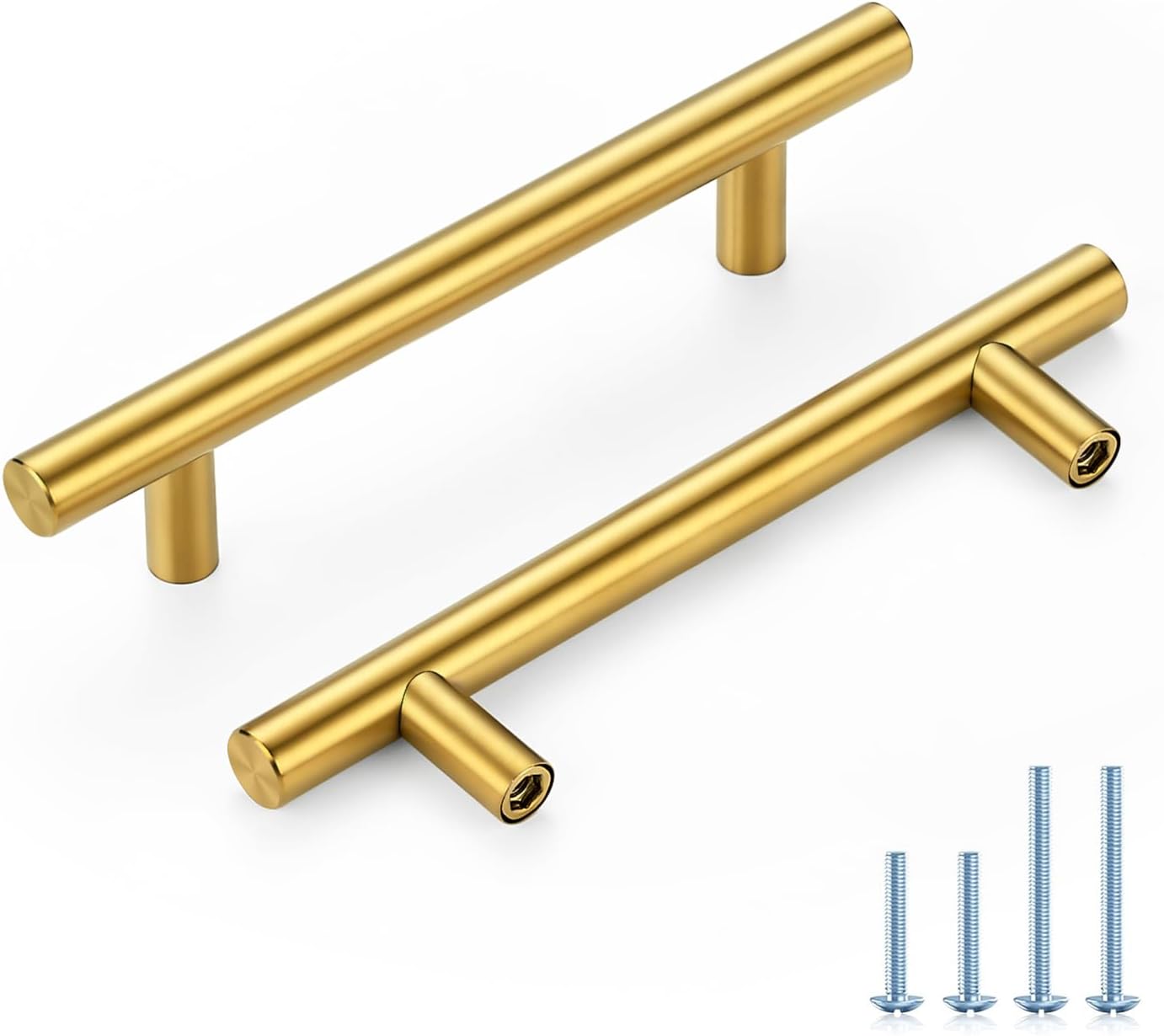 HOME EDIT Brushed Brass Cabinet Handles 4 Inch Hole Spacing, Stainless ...