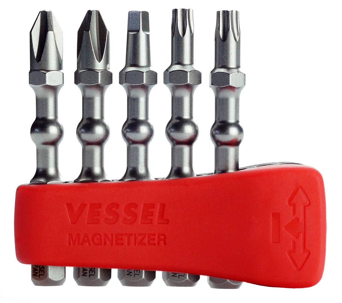 VESSEL EIBMG50K003 Impact Ball Bit Set PH2, SQ2, T20, T25 50mm 5-Piece ...