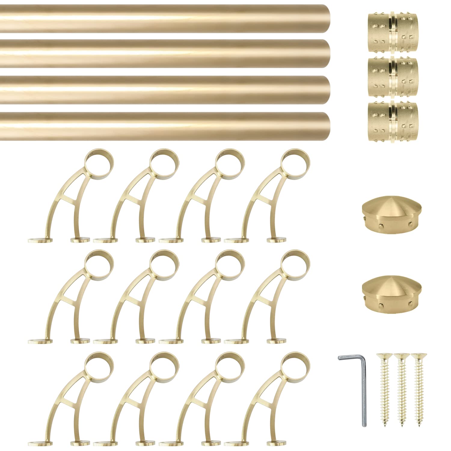 Buy Bar Foot Rail Kit, Satin Golden Finish Stainless Steel Tubing w ...