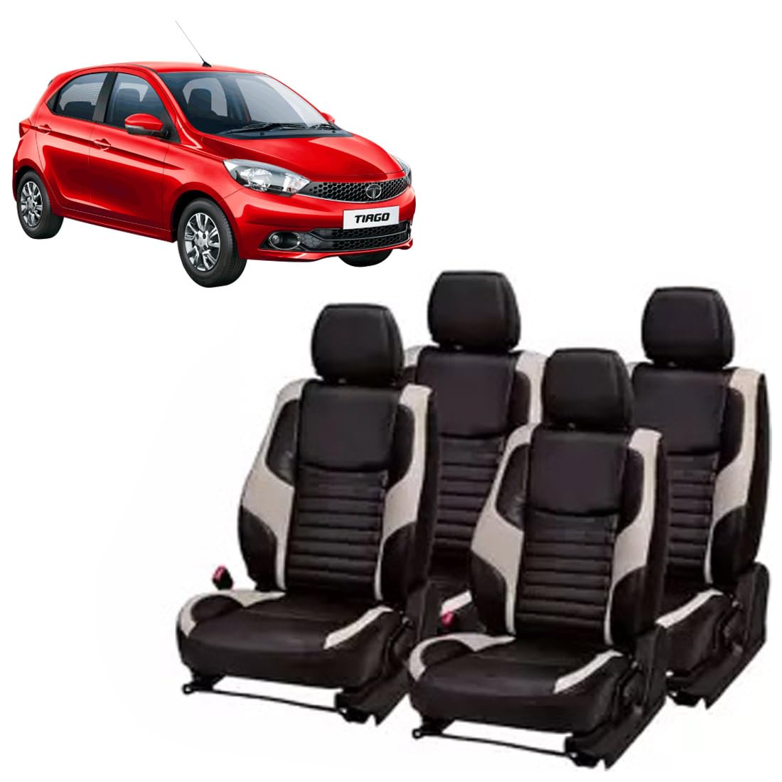 Khushal Leatherite Designer Front and Back Seat Cover Set Compatible ...