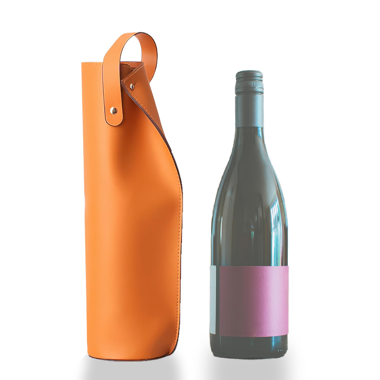 Snapklik.com : Leather Wine Tote Bag - Orange Bottle Gift Bag Champagne ...