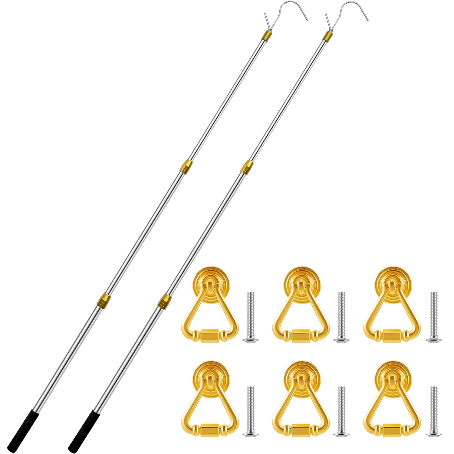 LipLopBest 2 Sets Ladder Pull System Kit 4.92 ft Extension Pole Storage ...