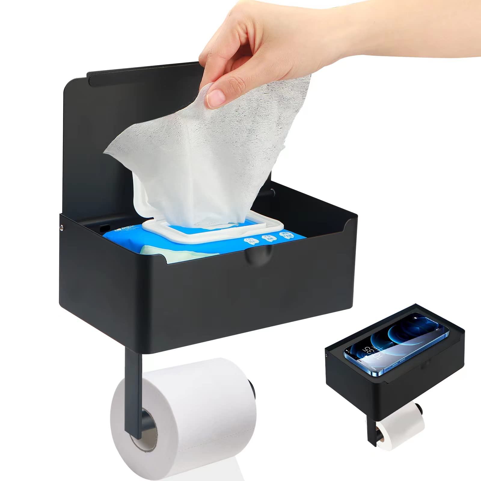 Buy QINSLONY Toilet Paper Holder With Shelf Matte Black 304 Stainless buy-qinslony-toilet-paper-holder-with-shelf-matte-black-304-stainless