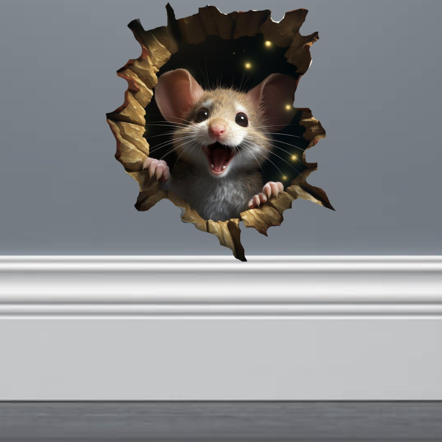 Amazon.com: Mouse Hole in Wall Cute Sticker - Funny Hole in Wall 3D ...