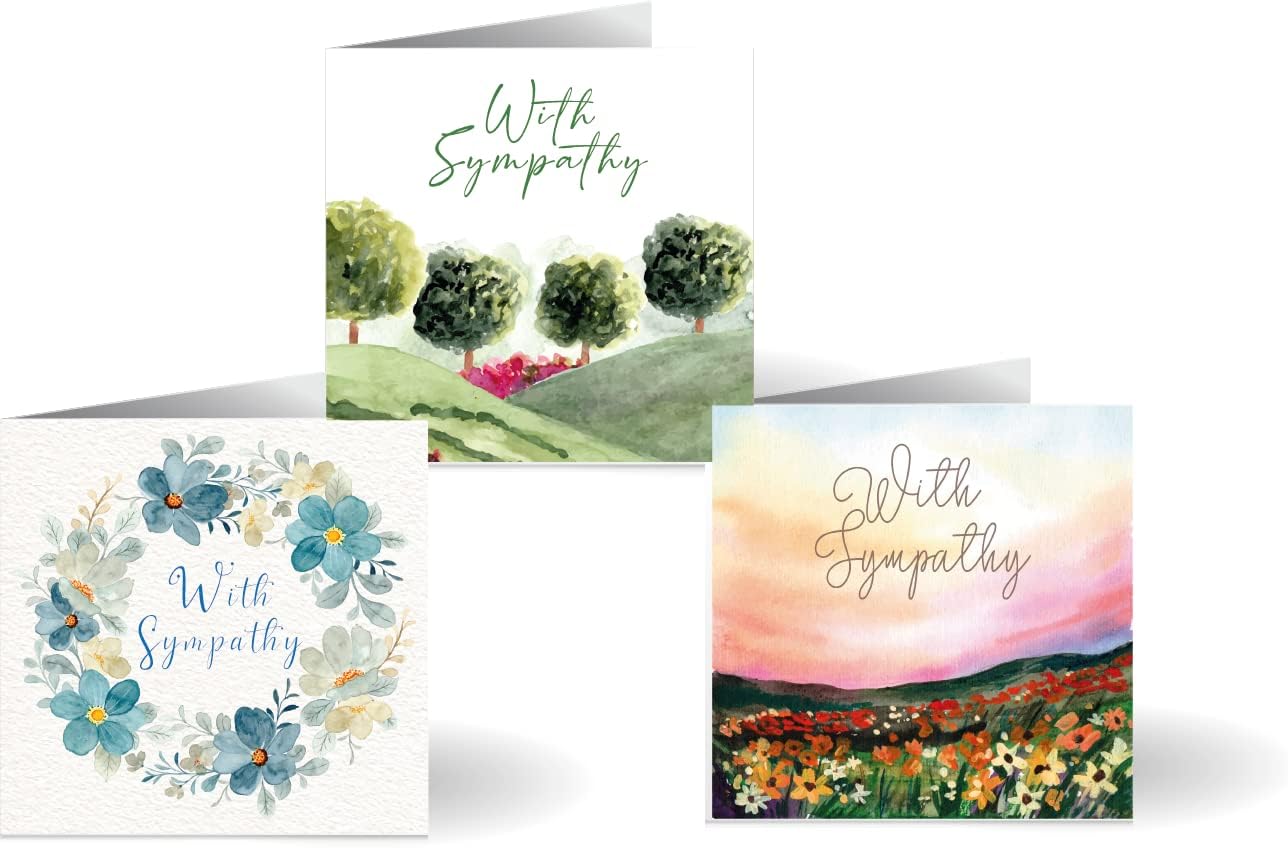 Pack of 3 Sympathy Bereavement Cards & Envelopes. Made in Uk : Amazon ...