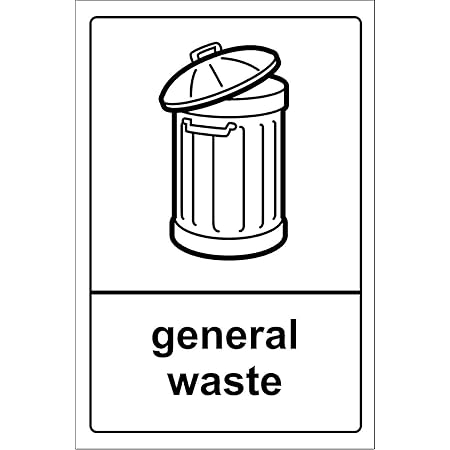 General Waste Recycling Sign - 1.2mm Rigid plastic 300mm x 200mm ...