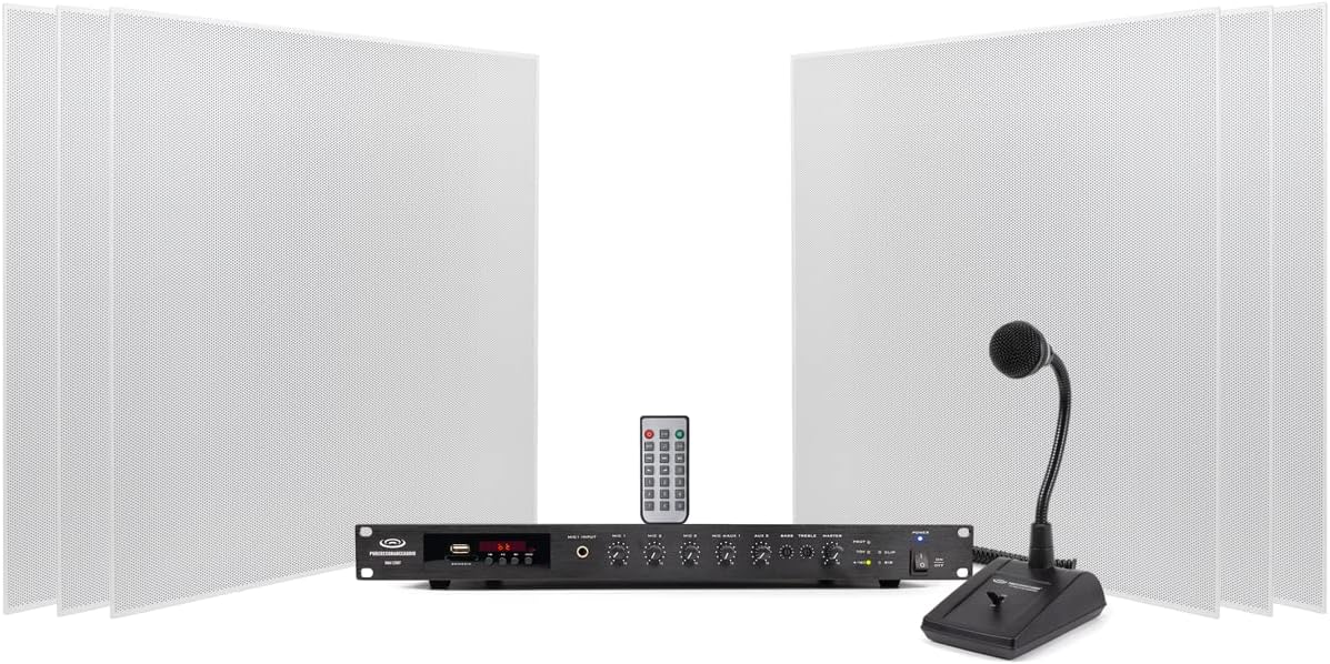 Amazon.com: Paging Sound System Featuring 6 Drop Tile Ceiling Speakers ...