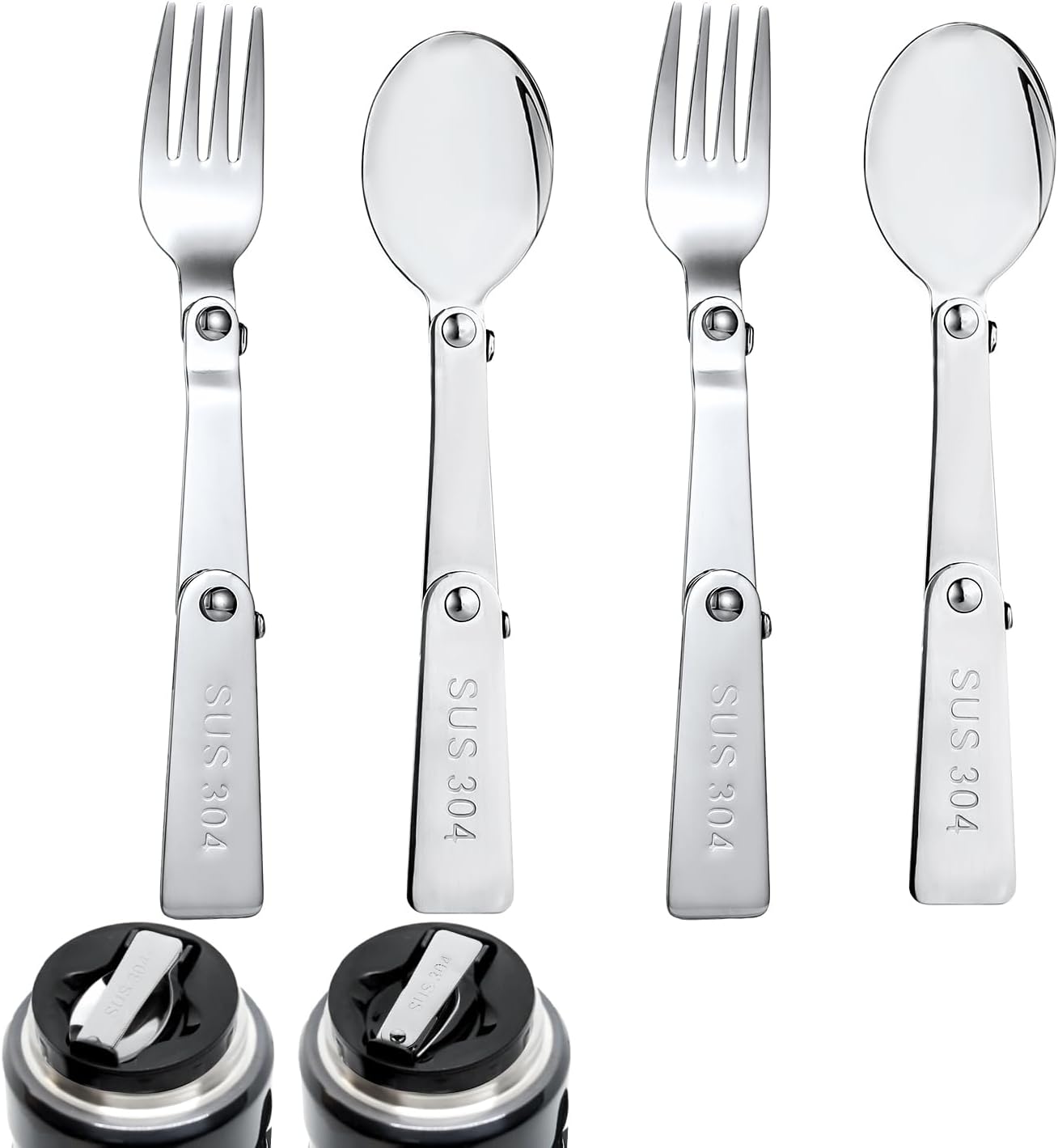 Amazon.com: BOXOB 3pcs Stainless Steel Spoons, Folding Spoon ...