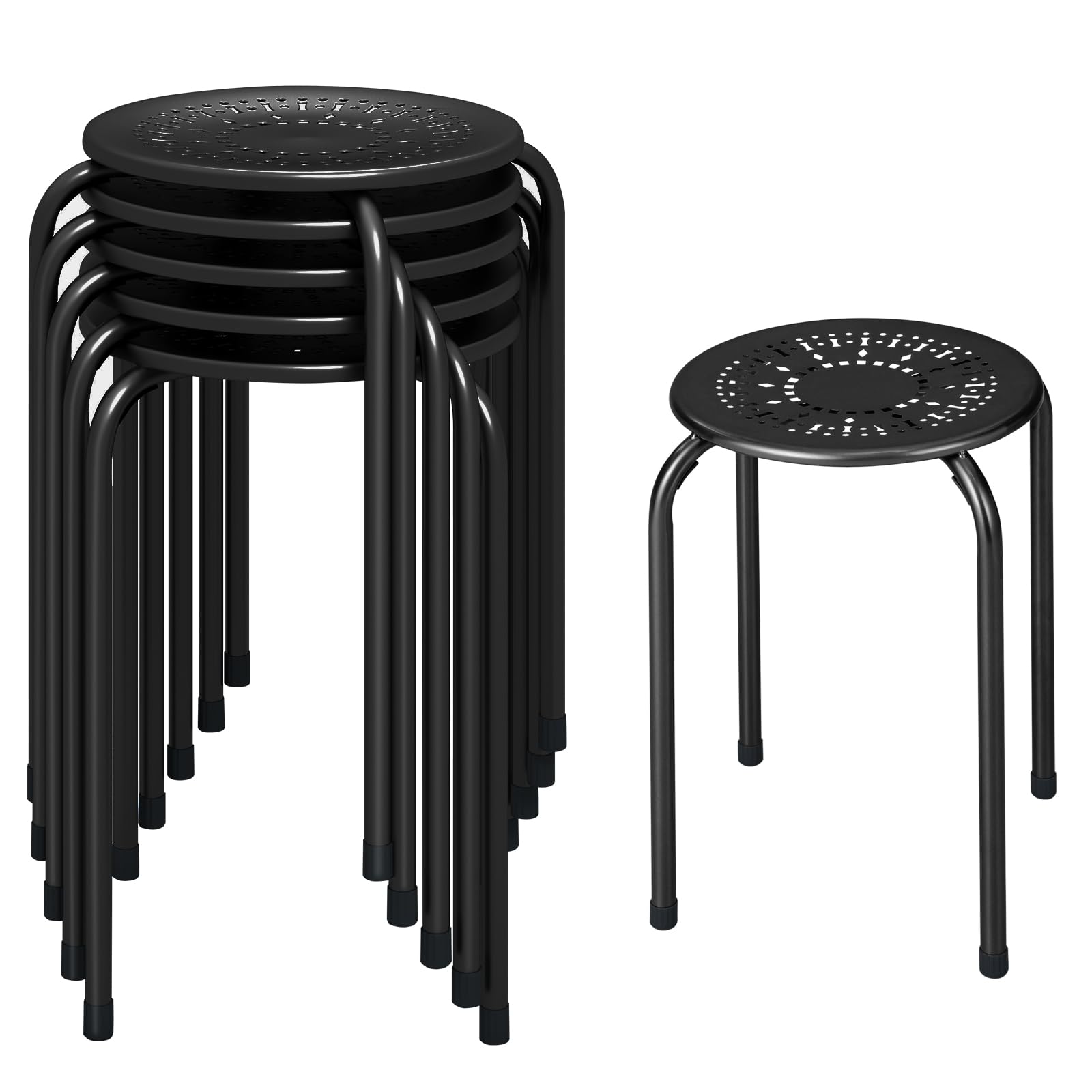 Amazon.com: RELAX4LIFE 6-Pack Metal Stackable Stools, 17.5’’ Backless ...