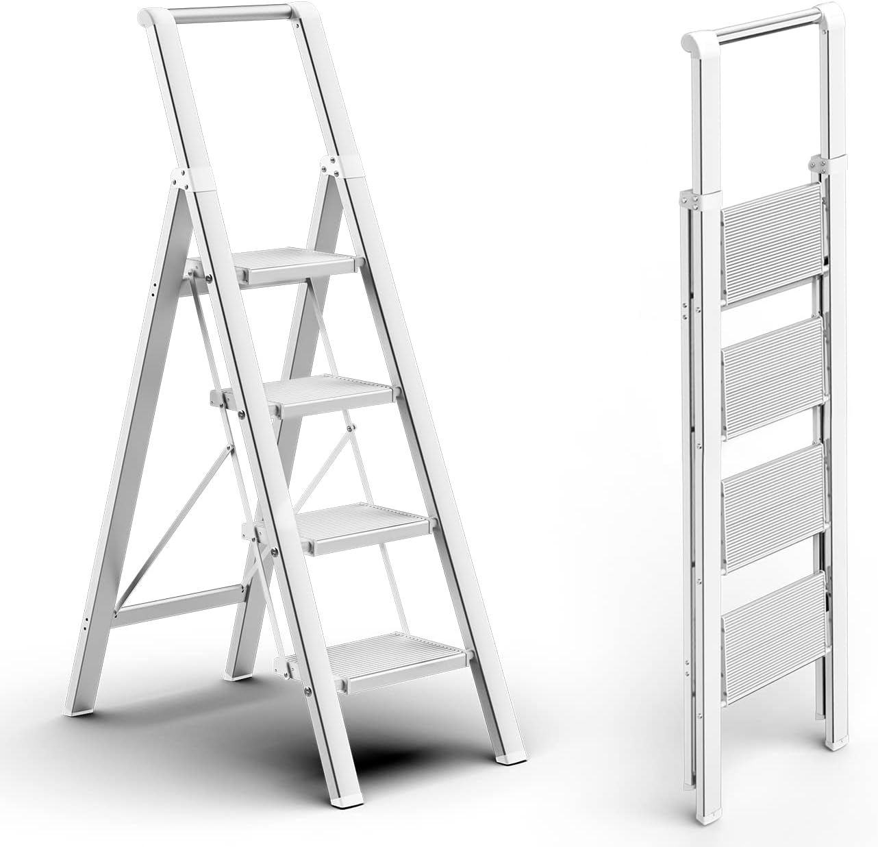 GameGem 4 Steps Lightweight Aluminum Ladder Folding Step Stool ...