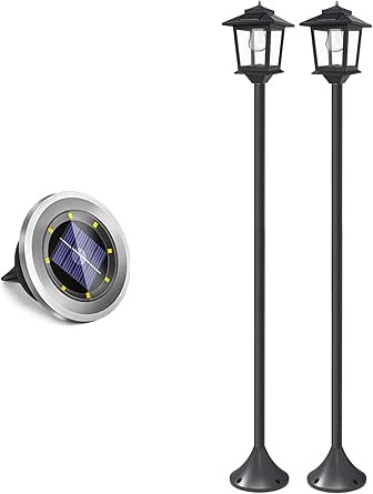 PASAMIC 20 Pack Solar Ground Lights and Solar Lamp Post Lights 2Pack - Amazon.com