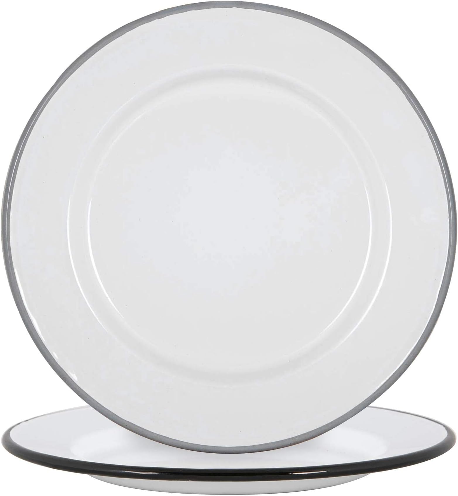 KitchenCraft 20cm White and Blue Enamel Plates (Pack of 2) : Amazon.co ...