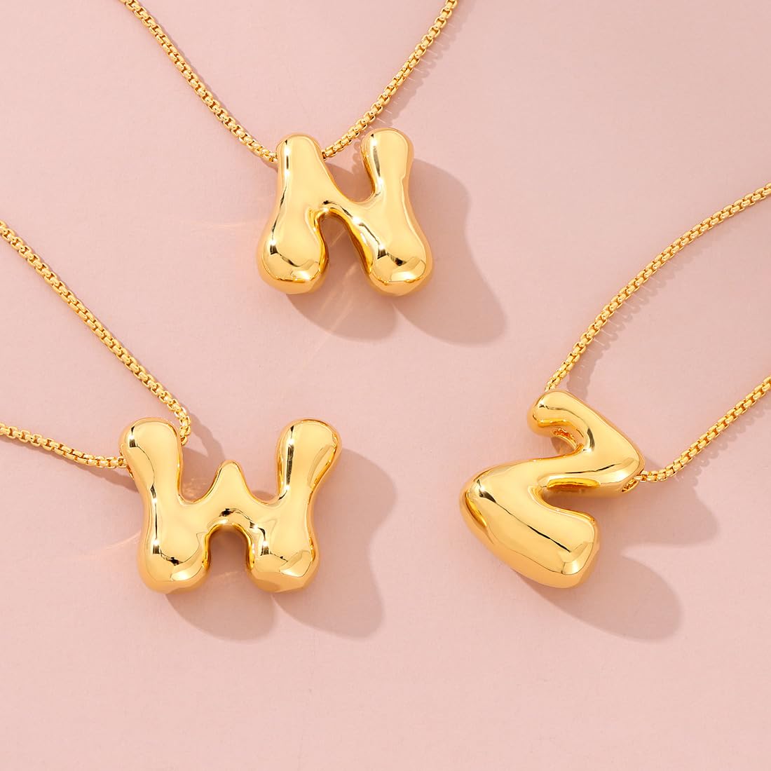 Snapklik.com : Bubble Letter Necklace Gold, Balloon Initial Necklaces ...