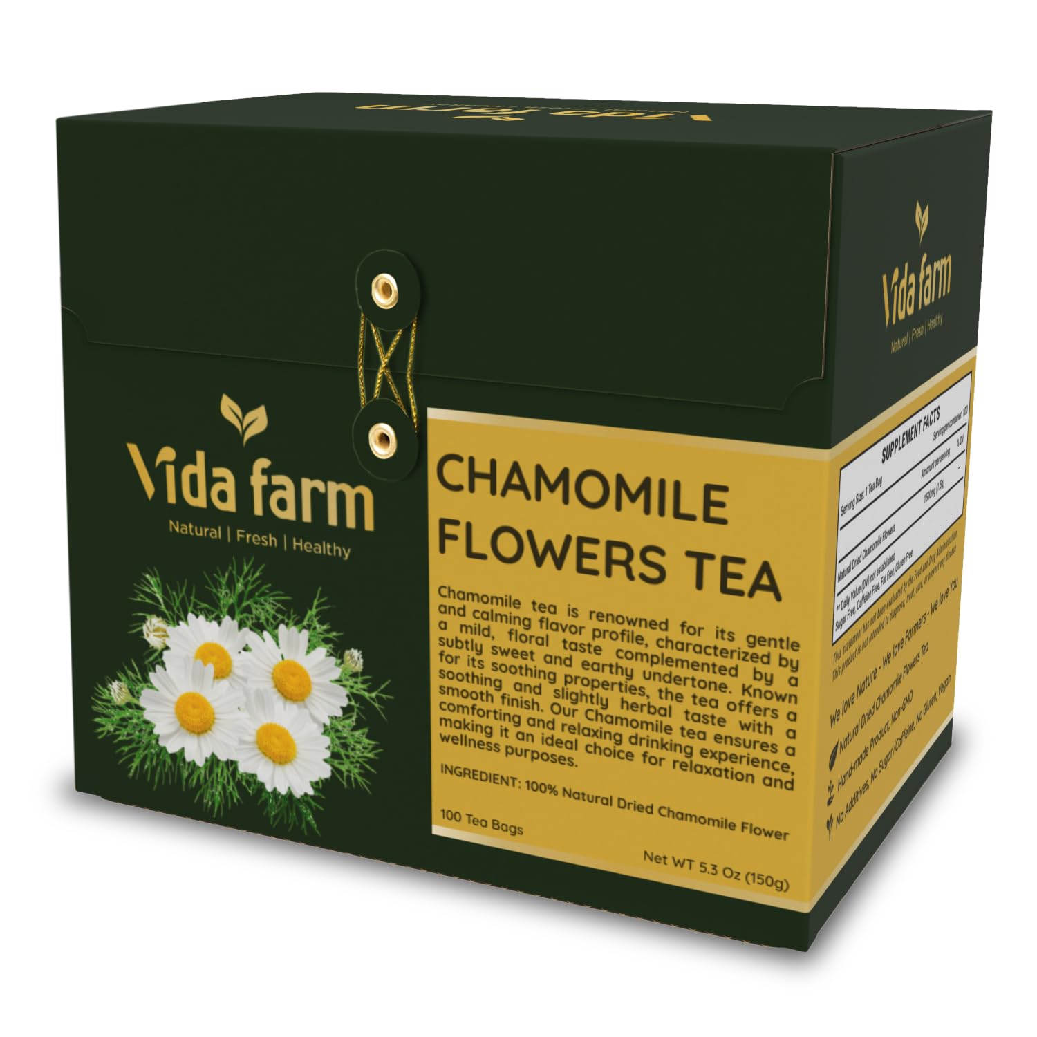 Amazon.com : VIDA FARM 100 Chamomile Tea Bags, Natural Chamomile ...