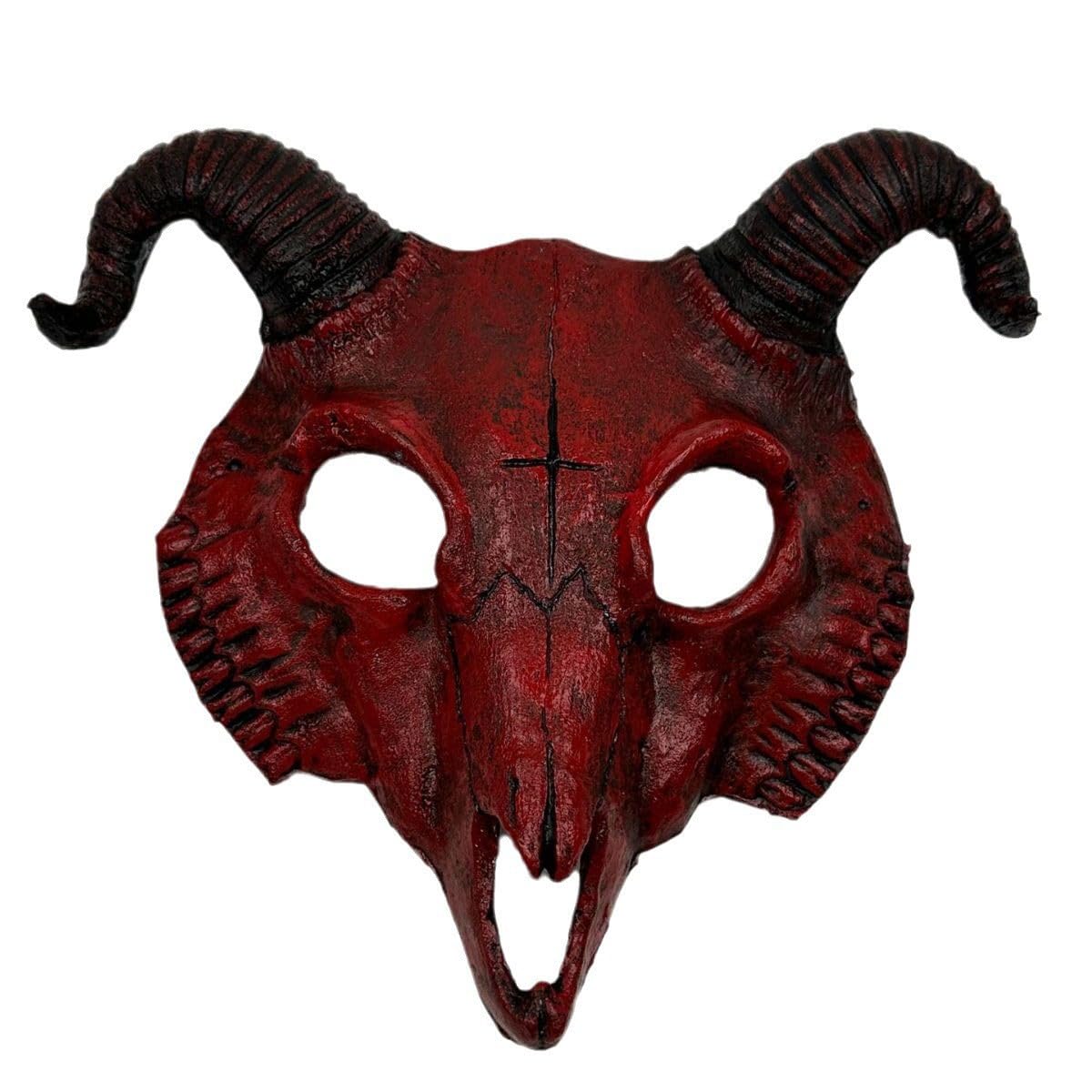Halloween Half Face Scary Animal Mask,Carnaval Sheep Horn Ghost Devil ...