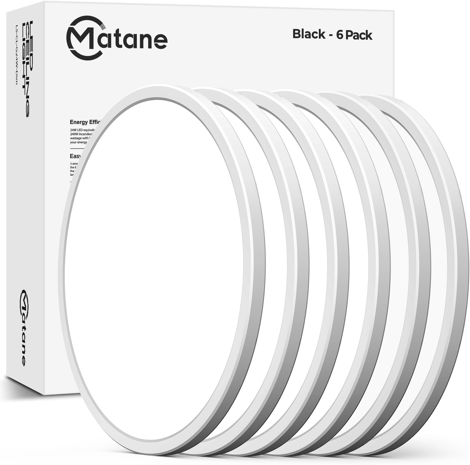 Matane 6Pack 12 inch LED Flush Mount Ceiling Light Fixture, 24W Led ...