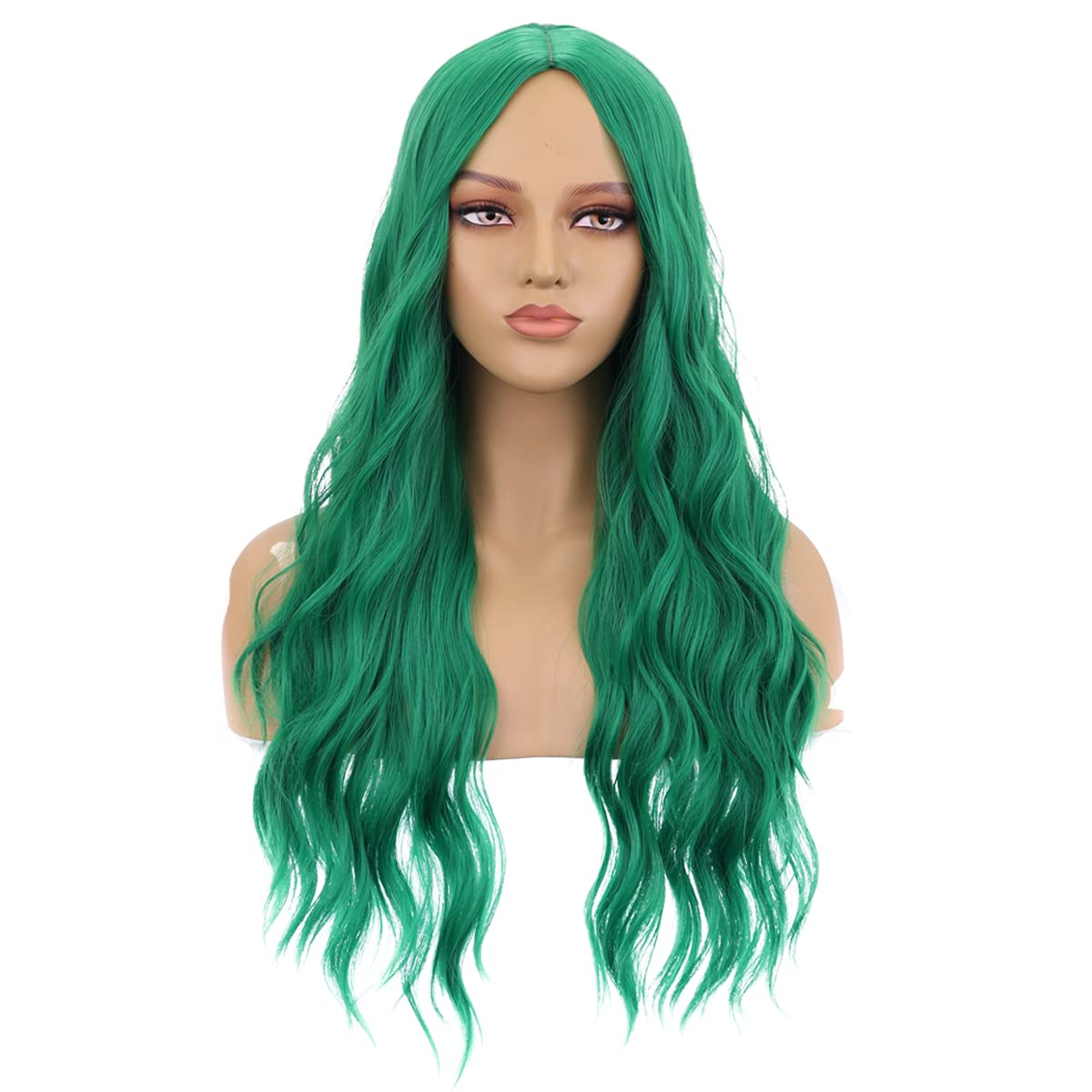 Amazon.com : MAGQOO Green Wig for Women Girls Emerald Green Wig Long ...
