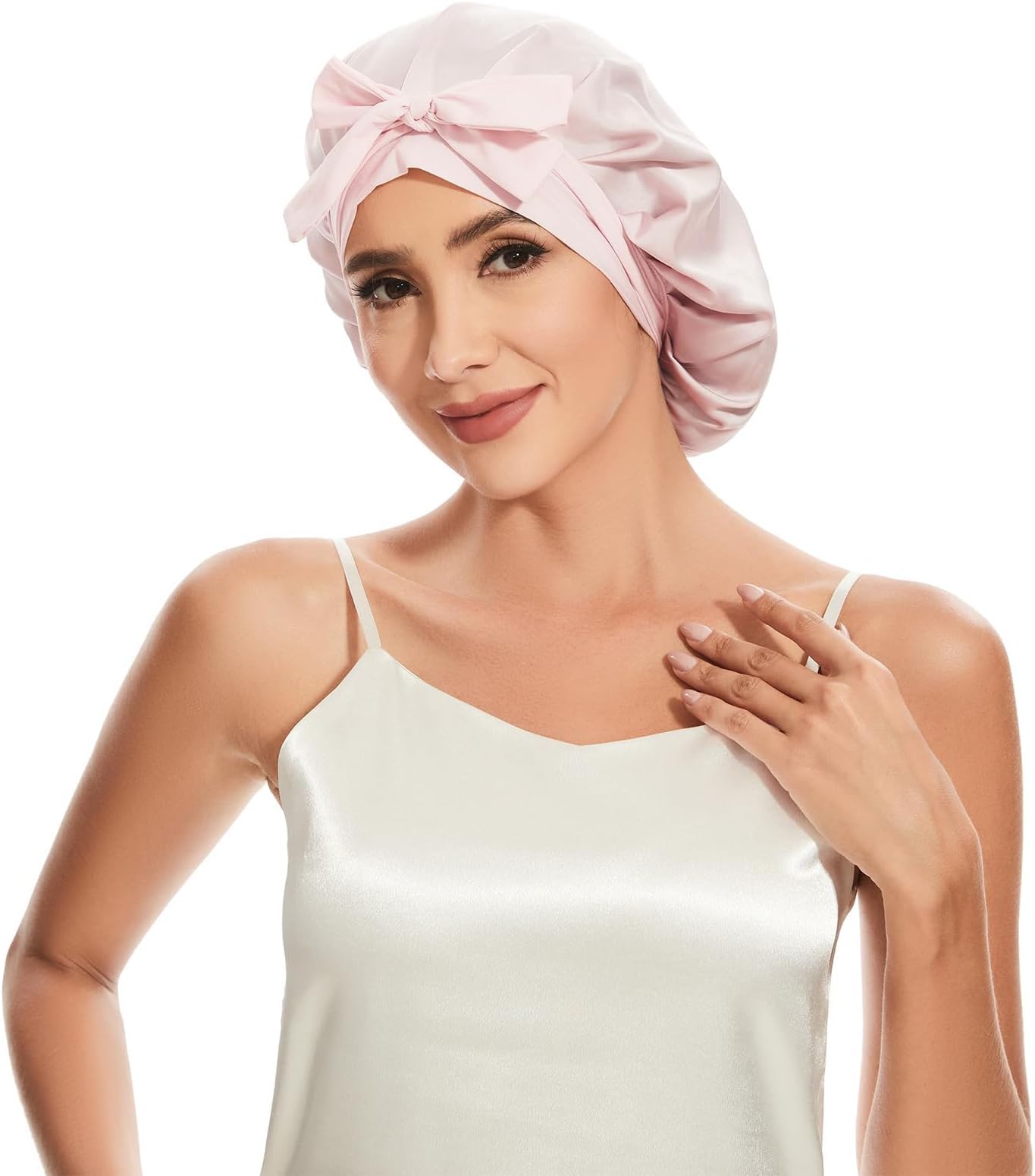 Amazon.com : SereLune 100% Mulberry Silk Bonnet Sleep Cap, Double Layer ...