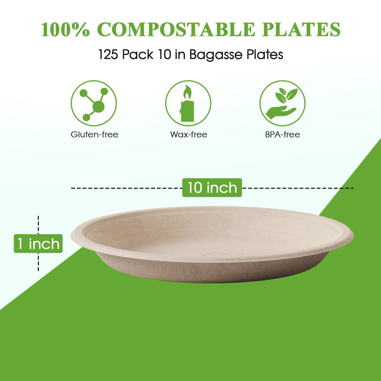Snapklik.com : ECOLipak 125 Pack Paper Plates 10 Inch Deep Dish 100% ...