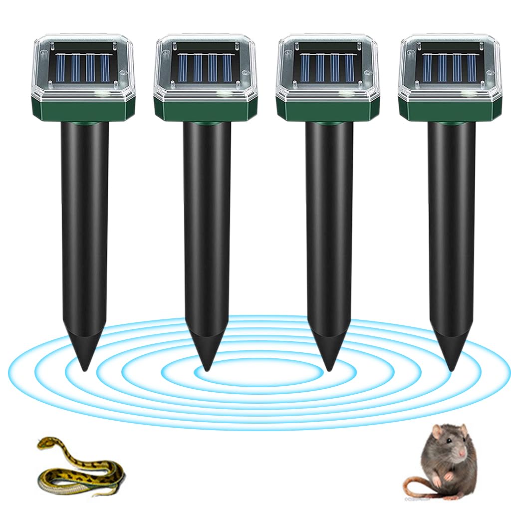 HASTHIP® 4Pcs Solar Ultrasonic Animal Repellent - IP65 Waterproof ...