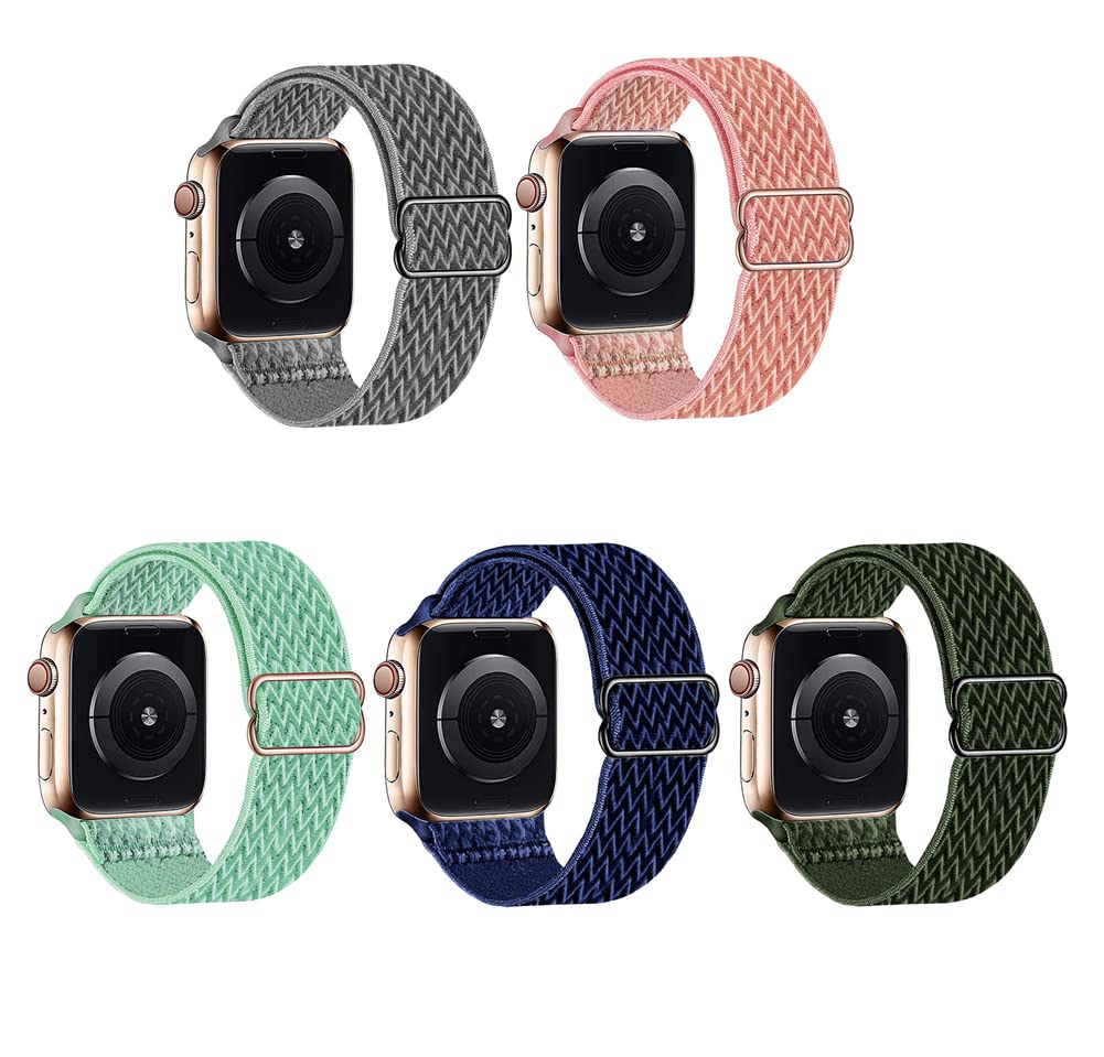 5 Pack Stretchy Loop Adjustable Straps Compatible for Apple Watch Ultra ...