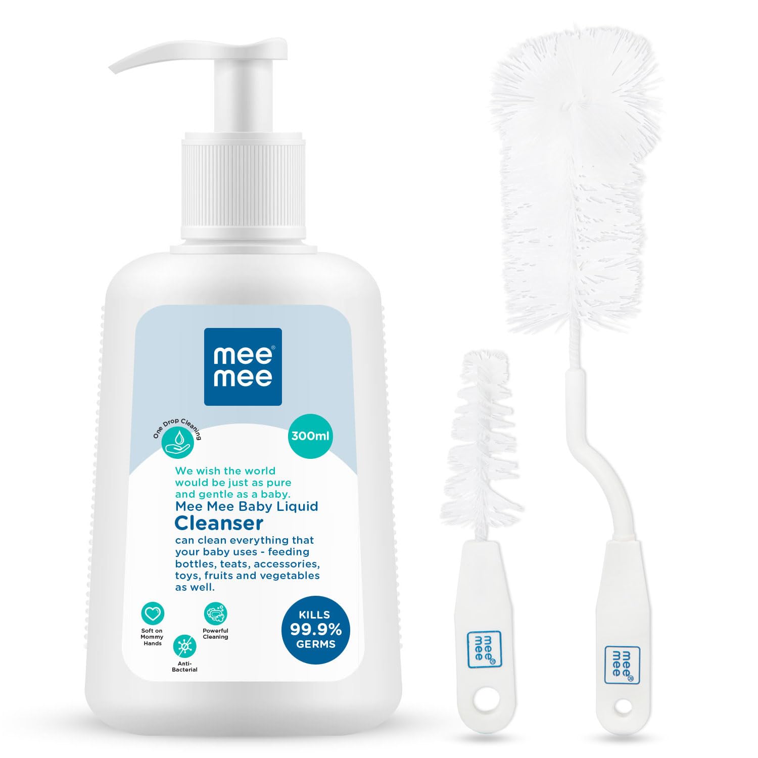 Mee Mee Anti-Bacterial Baby Liquid Cleanser (300ml) & Bottle and Nipple ...