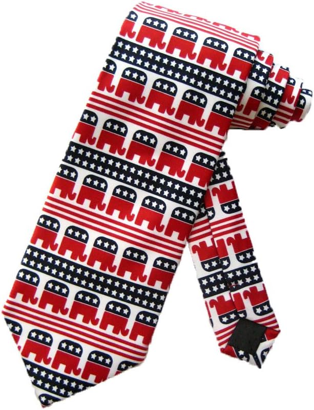 Amazon.com: Parquet Mens Republican Elephant Political Necktie - White ...