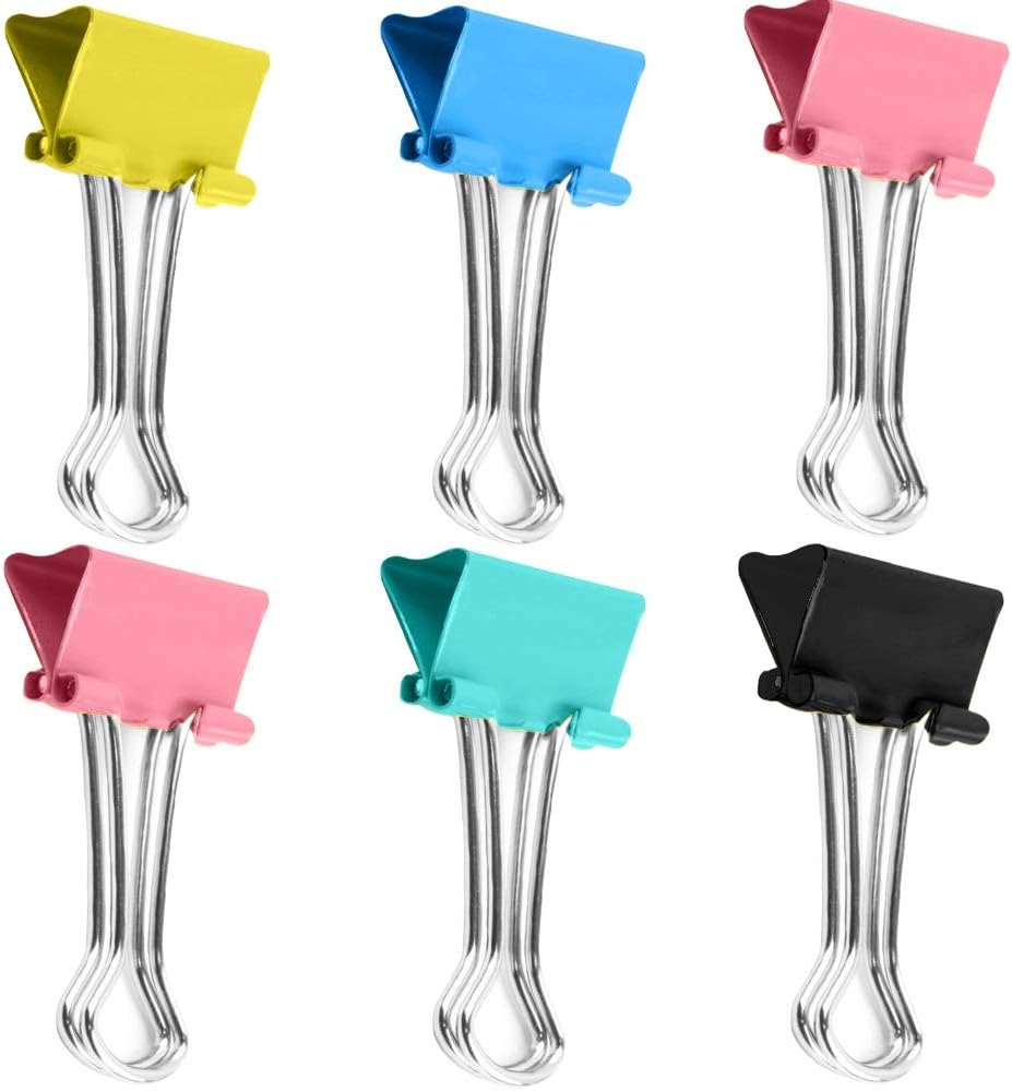 Small Foldback Clips - 150Pcs Colored Binder Clips 19mm Mini Stationary ...