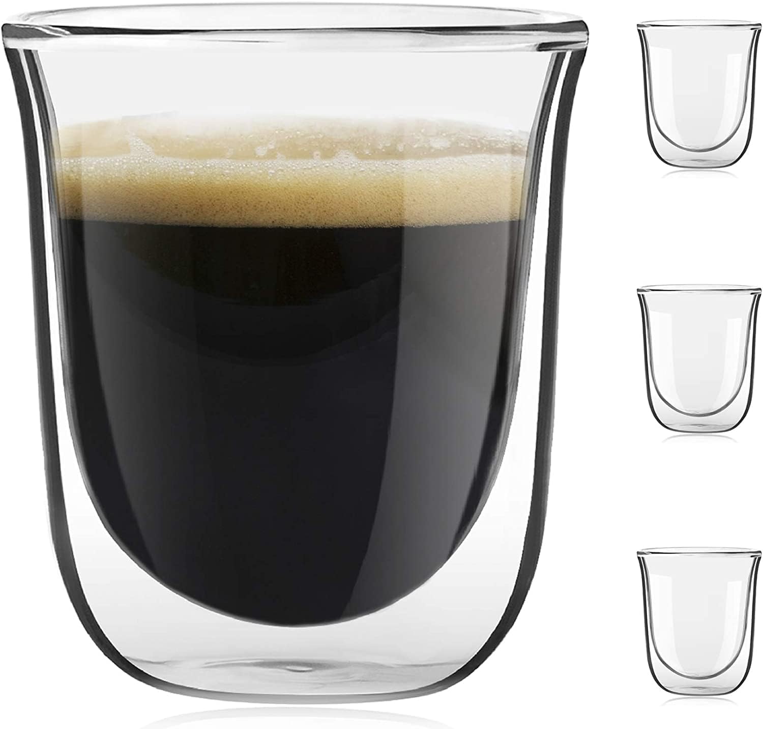 U Chef Juego 4 de vasos de 60 ml de cristal para espresso | Vasos para ...