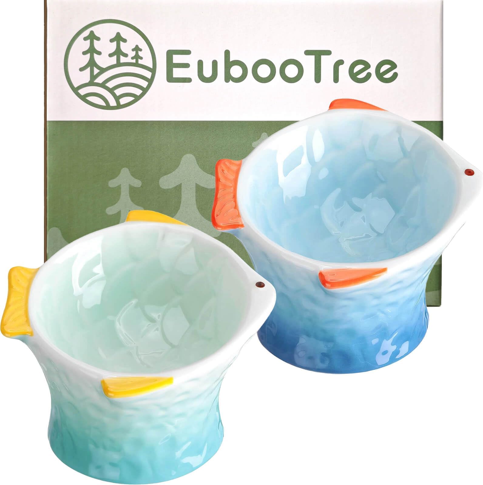 Amazon.com : Raised Tilted Ceramic Cat Food Bowl - Cute Fish Shape ...