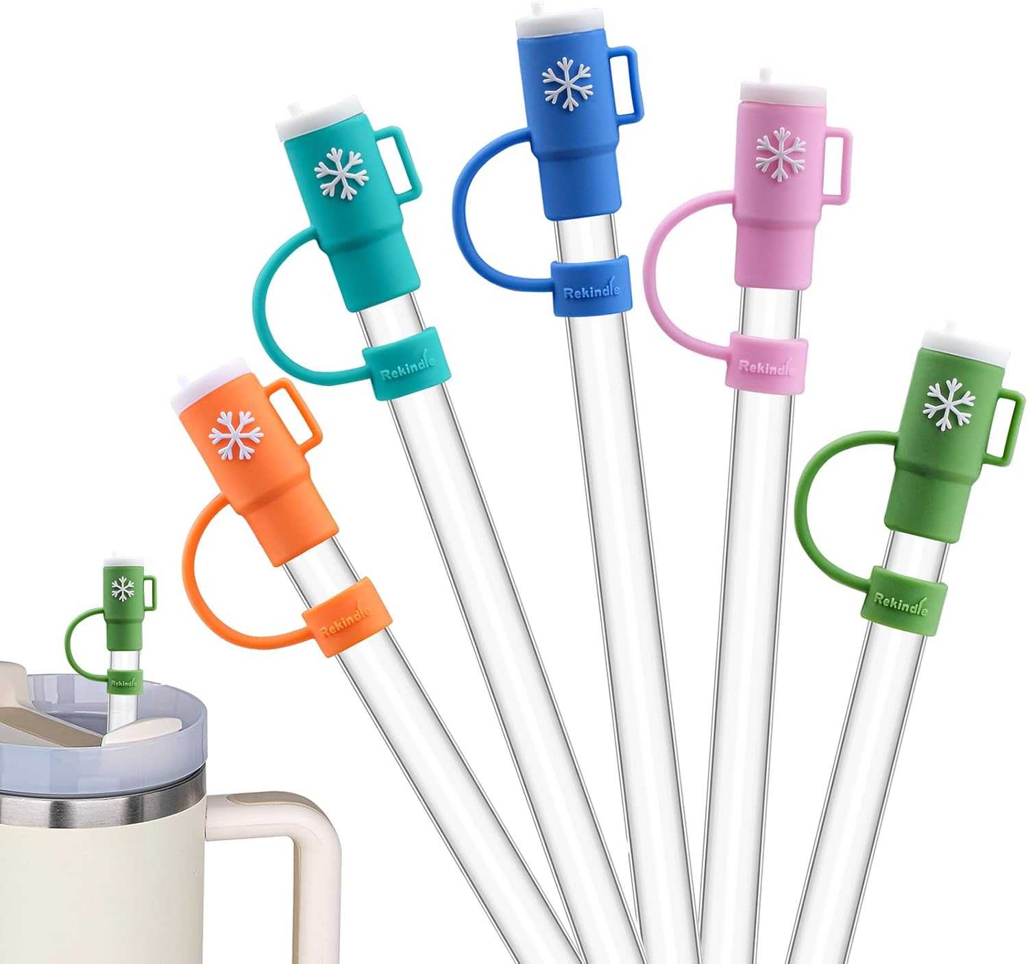 Amazon.com: HEYSKAY Straws Cover Cap for Stanley Cup, Silicone Straw ...