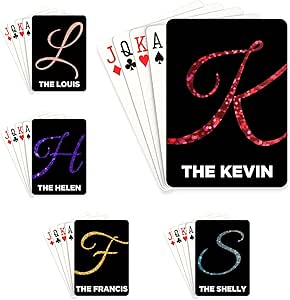 Amazon.com: FZYTMY Custom Black and Bling Name Initial Playing Cards ...