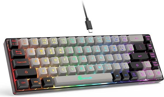 Amazon.com: GEODMAER 65% Gaming Keyboard, Wired Backlit Mini Keyboard ...