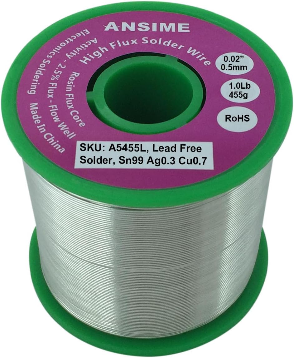 Fine Solder Wire 0.02inch, Leadfree Tiny Solder Wire 1 Pound, Thin Solder Wire Gauge, 455g No ...