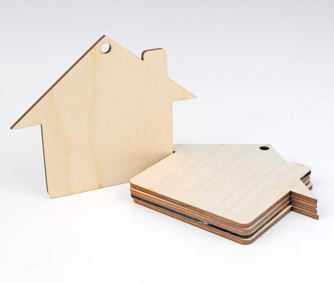 Americanelm Pack Of 10 Pcs House Cutout Diy Birch Plywood | Desertcart ...
