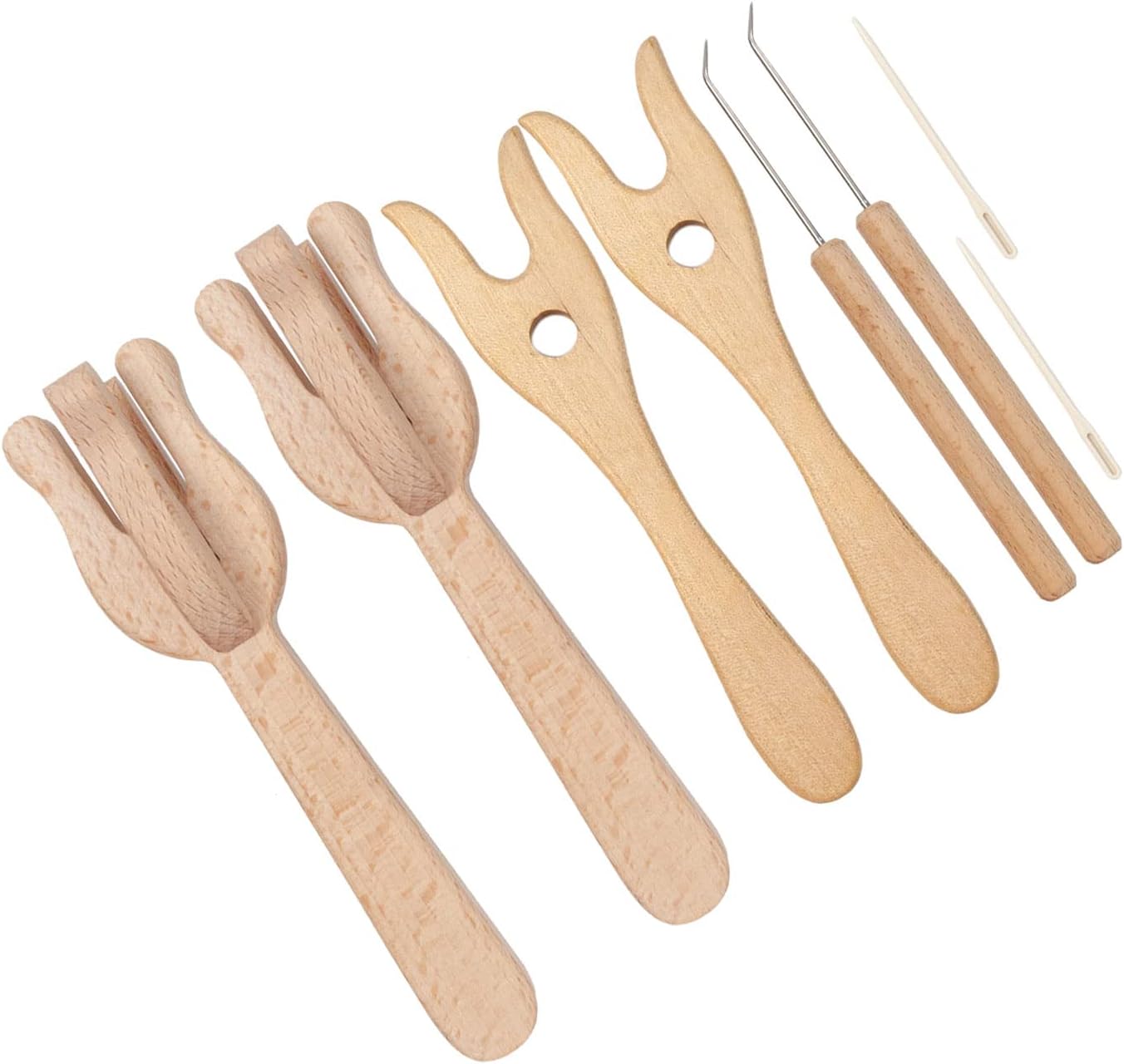 Amazon.com: 8Pcs Knitting Fork, Wooden Knitting Fork and Needle Kit ...