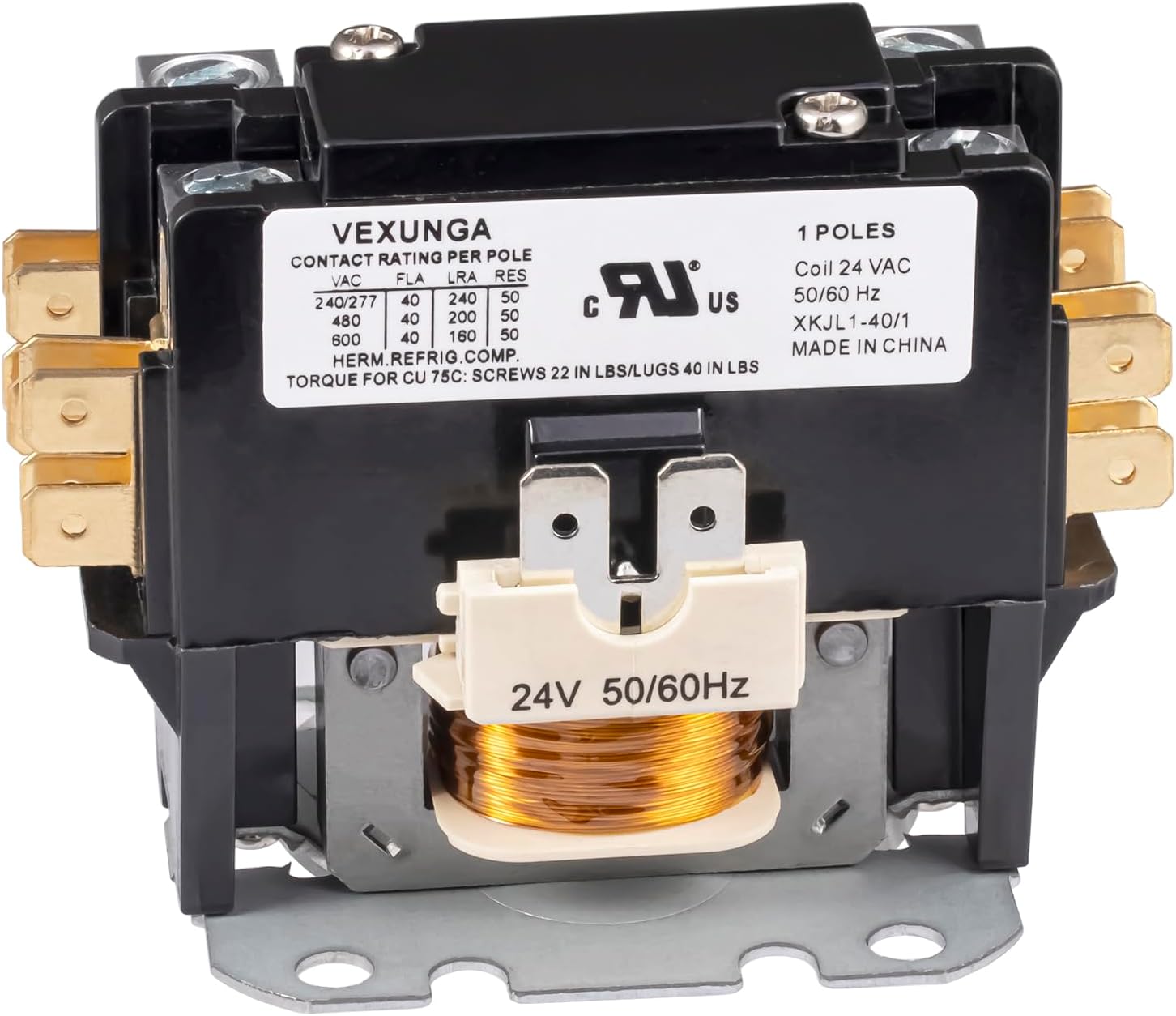 VEXUNGA 1 Pole 40 Amp 24 VAC Coil AC contactor 1P 40A 24V 50/60Hz AC ...