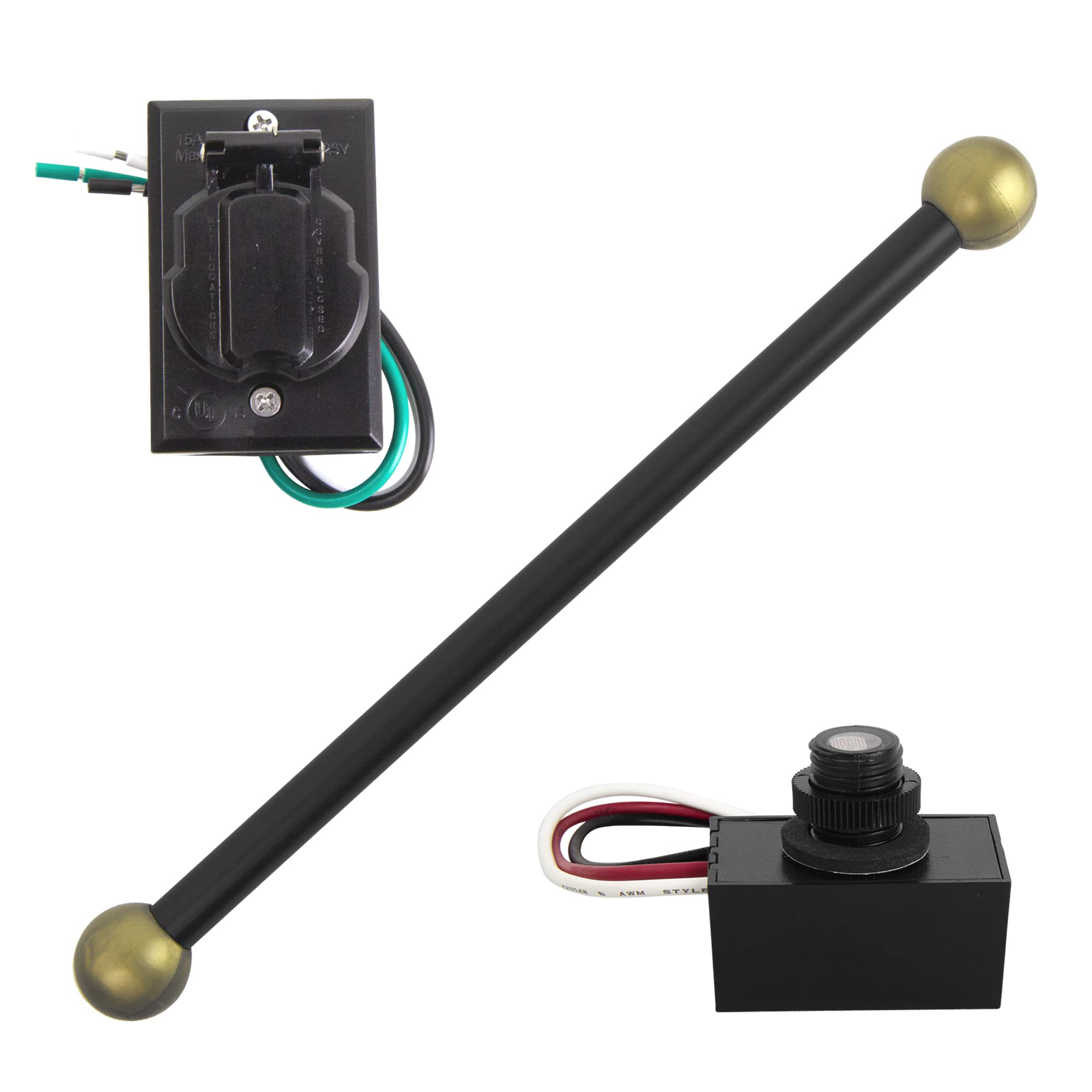 Solus PB-6 Black 120V Hardwire Outdoor Lamp Post Accessory Bundle ...