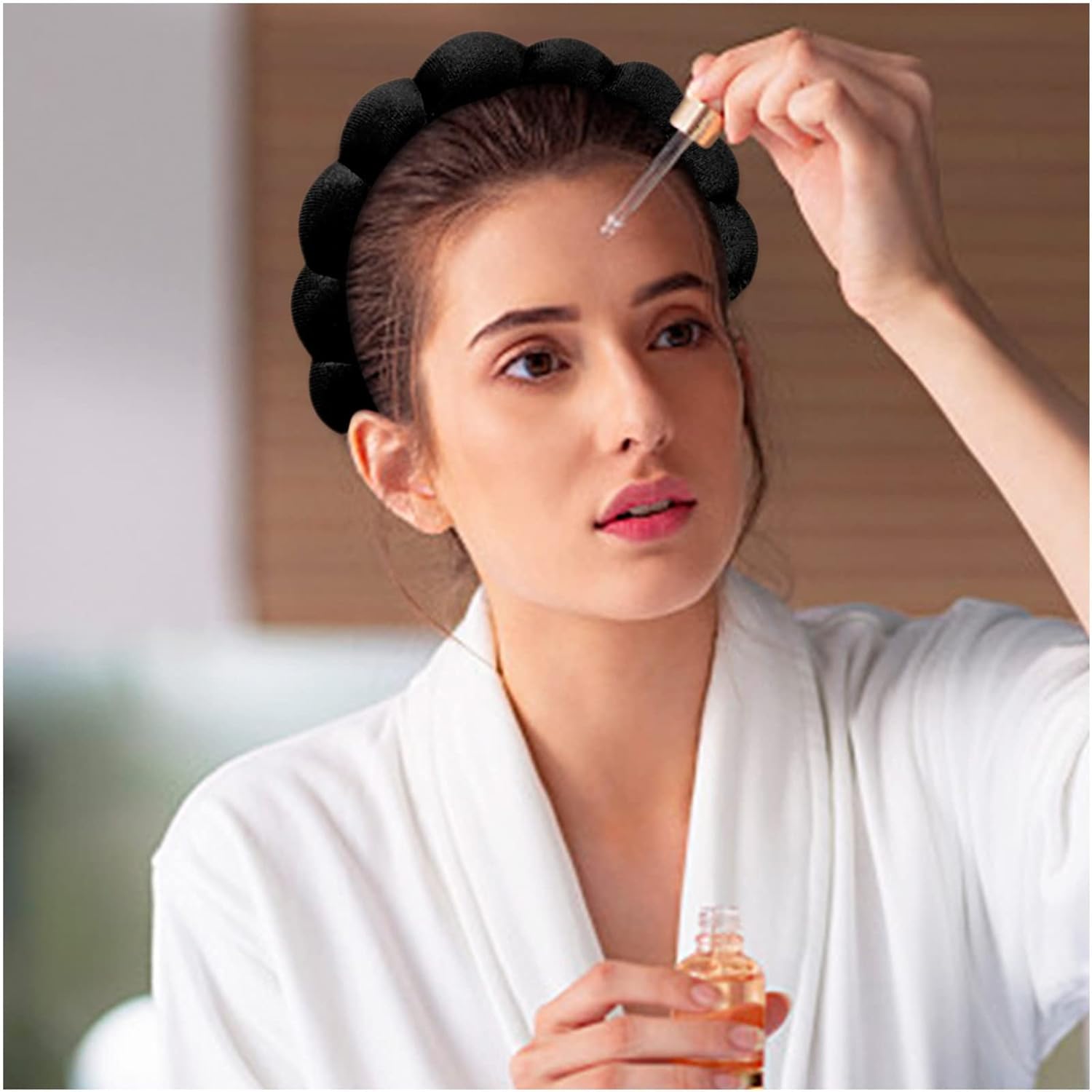 BYBIO Diadema de spa para mujer banda de cabeza de tela de esponja para el cuidado de la piel ...