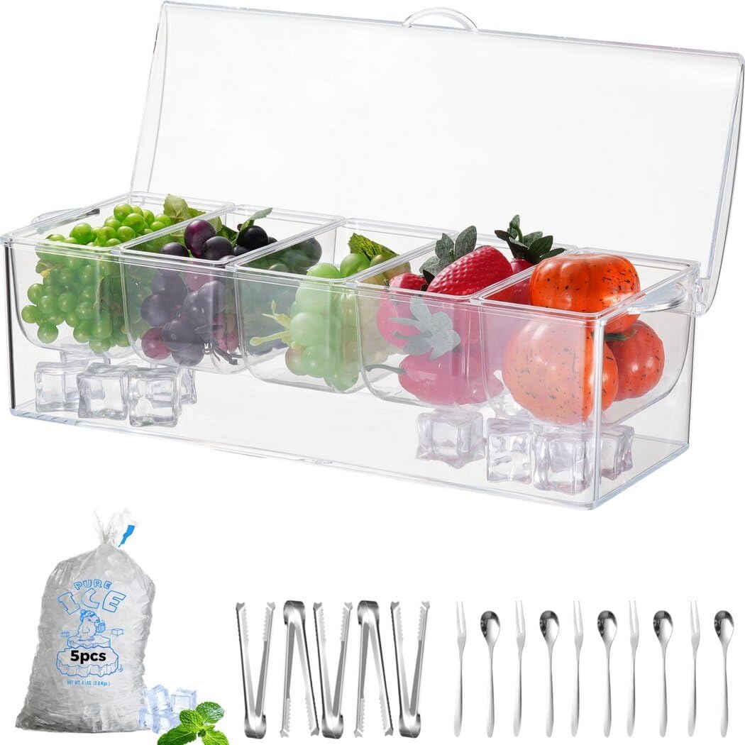 Amazon.com | Homaisson Ice Chilled Condiment Server Caddy, 5 ...