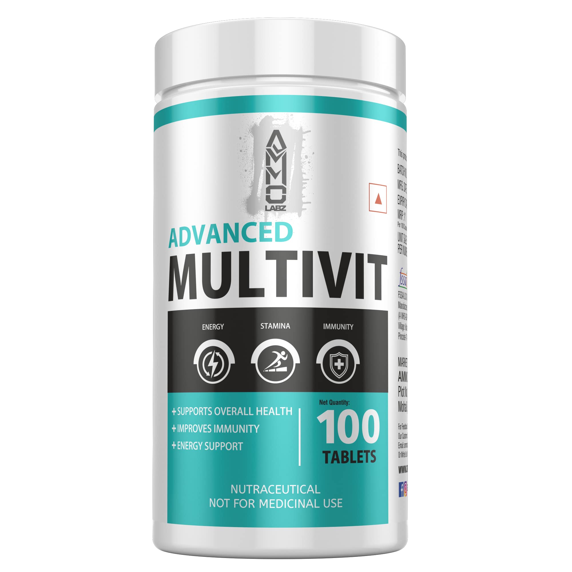 AMMOLABZ Advance Multi Vitamin- Support Overall Health- 100 Tablets ...