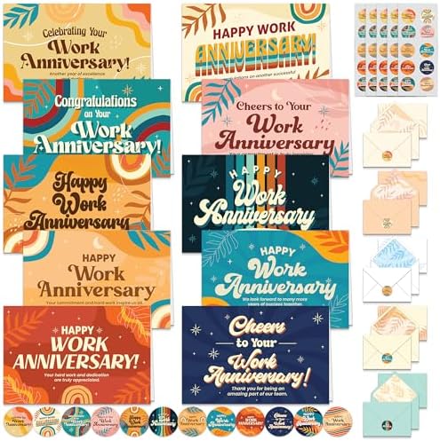 Amazon.com : Decorably 24 Pack 6x4in Happy Work Anniversary Cards for ...