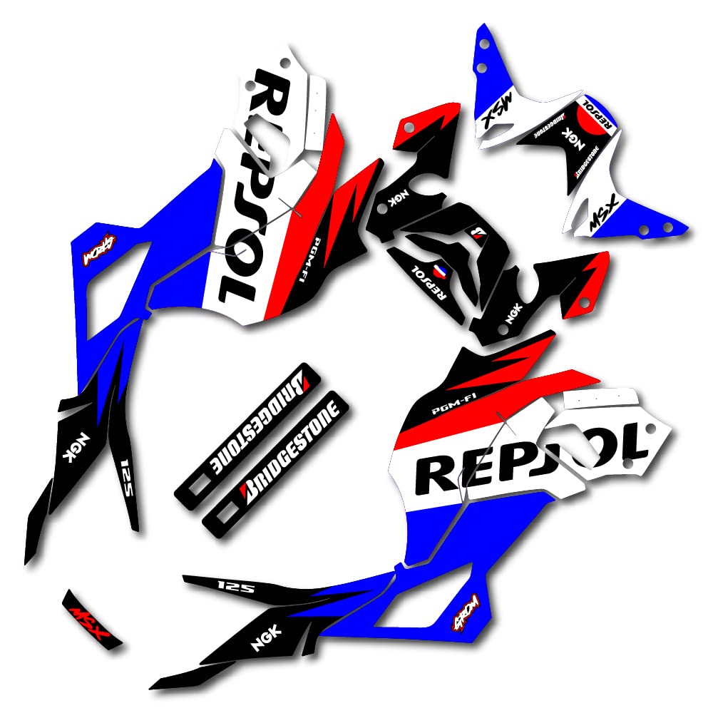Amazon.com: Red Blue Repsol Graphics Fits Honda GROM 17-20 MSX125 Decal ...