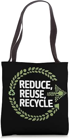 Amazon.com: Reduce Reuse Recycle Earth Day Eco-friendly Tote Bag ...