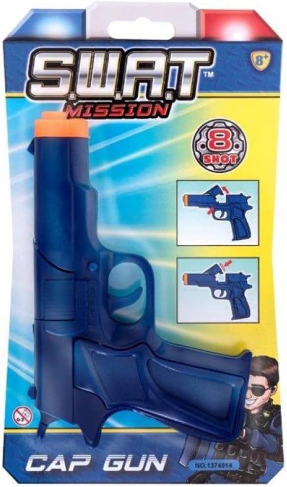 SWAT Mission 8 Shot Cap Revolver Toy Gun – Realistic Design with Loud ...