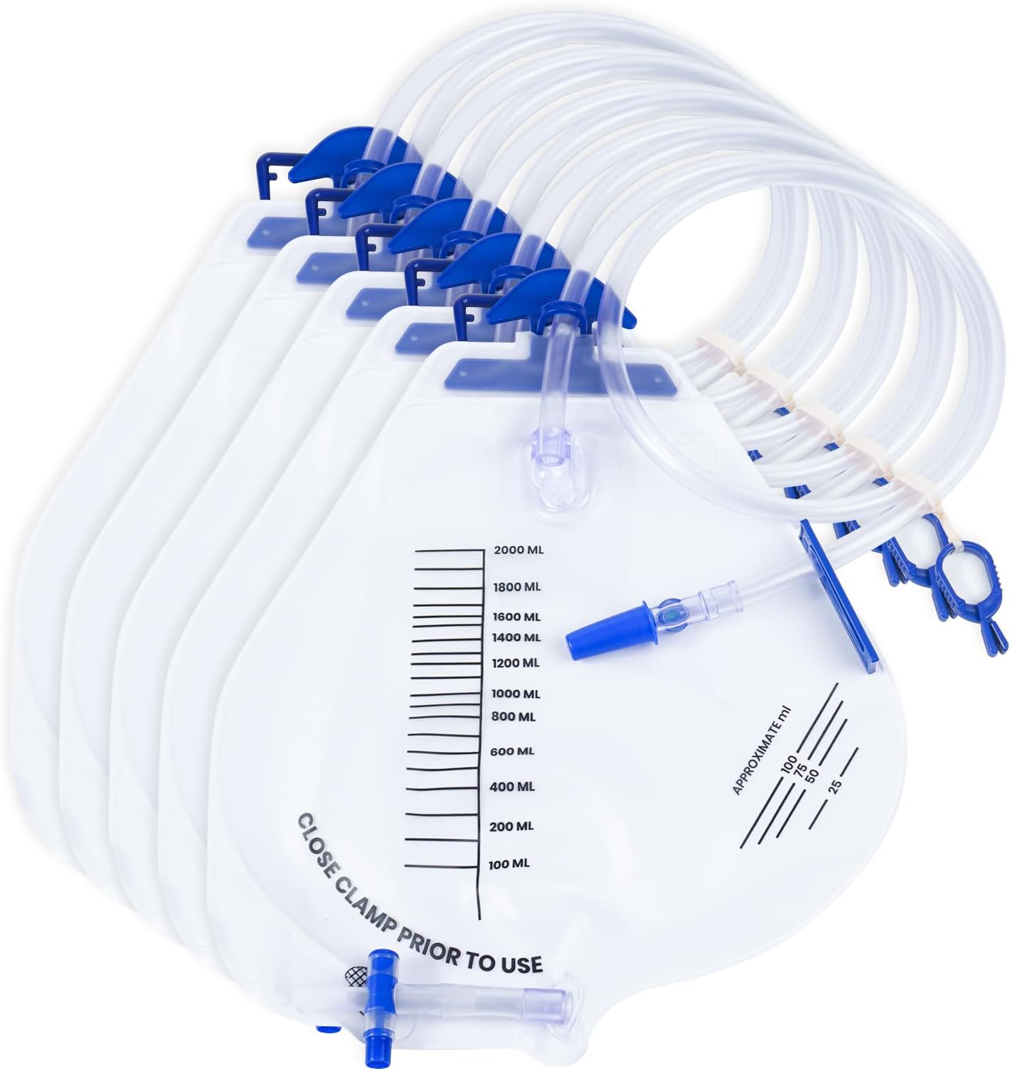 Amazon.com: Ehoycq 5 Pack Sterile Urinary Drainage Bag,2000mL Overnight ...