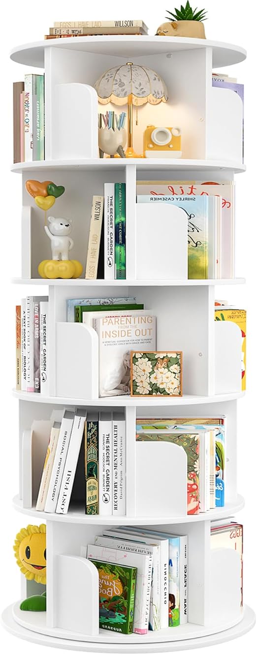 Amazon.com: Aheaplus Rotating Bookshelf, 360 Display Wood Spinning ...
