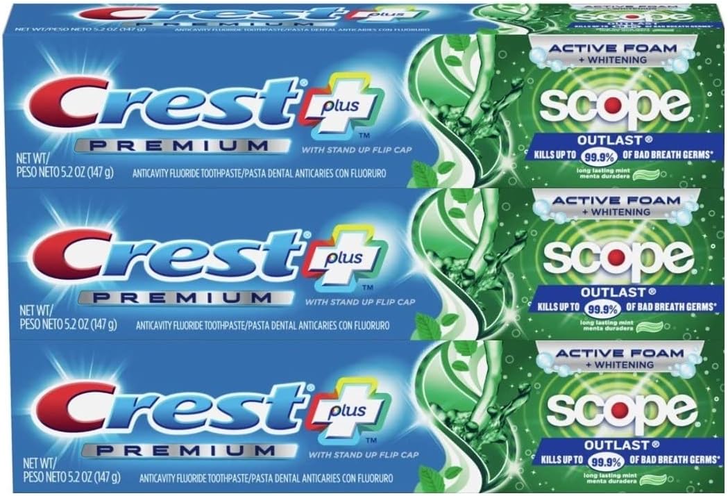 Amazon.com : Crest Premium Plus Scope Outlast Toothpaste, Long Lasting ...