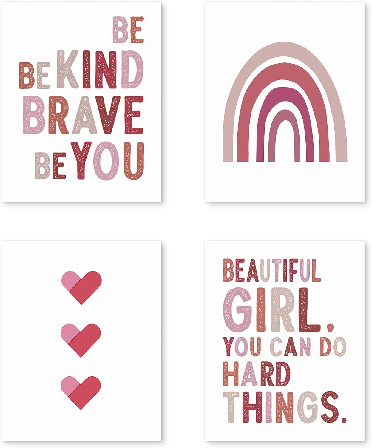Amazon.com: PUHEI Boho Inspirational Wall Art Prints Set of 4, Red and ...
