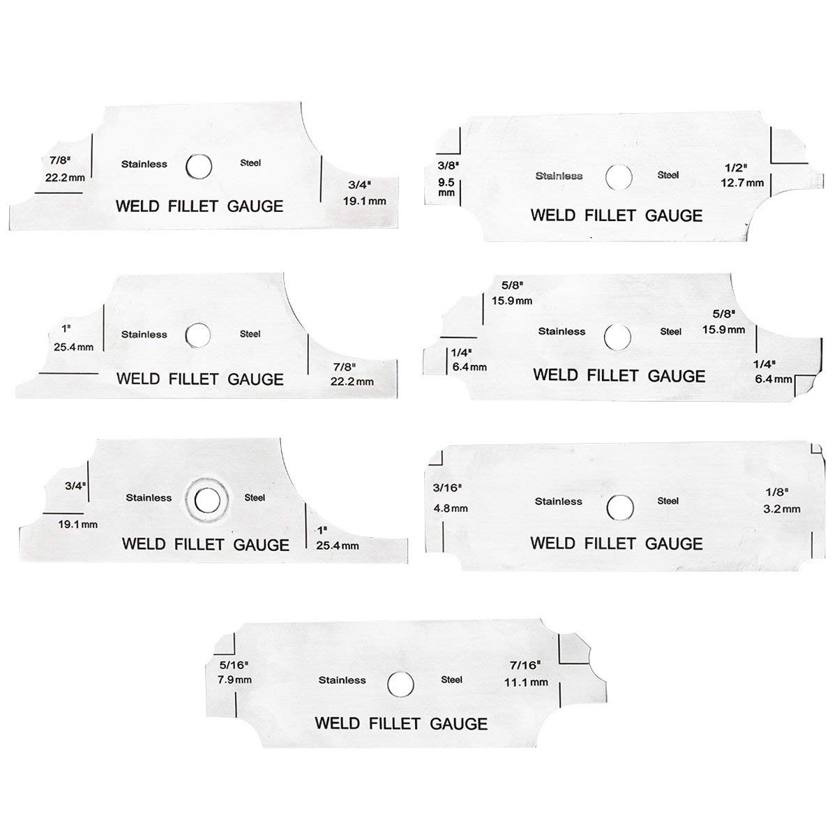 OMEX 7 Piece Fillet Welding Inspection Gauge Set INCLUDES Leather Case ...
